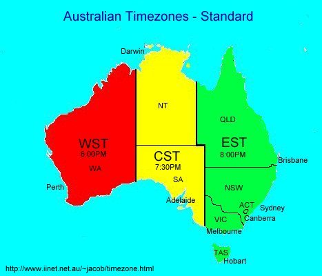 Australia time zone map - barnholf
