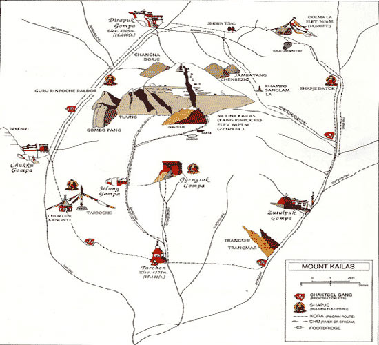 Map of Kailash Mansarovar Yatra and its Route | Hindu Temples