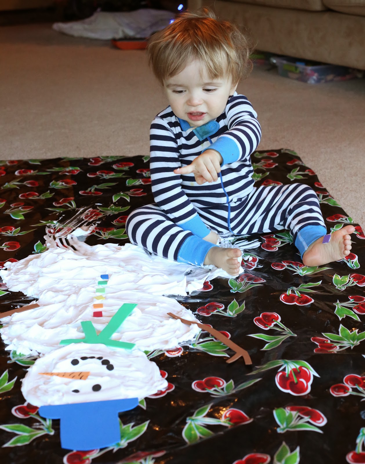 Messy Christmas Sensory Play: Demolish a Snowman!