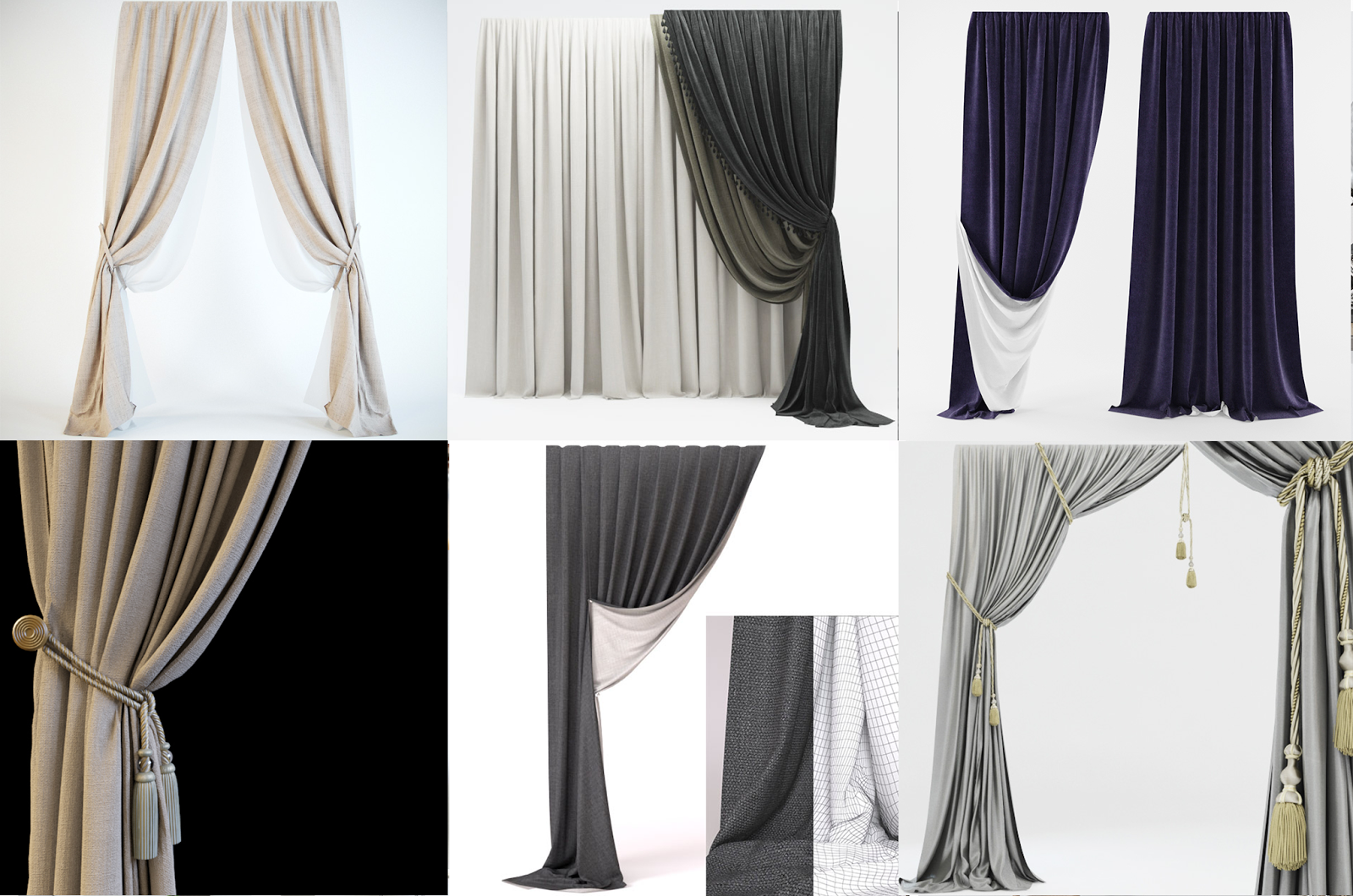 3D model Free] 6 Curtain Models