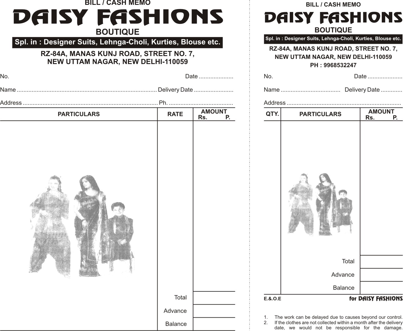 AA Design & Print: Daisy Fashions Bill Book