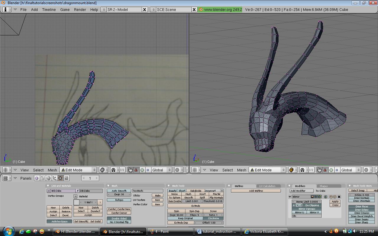 Digital Senior Project art4632: Tutorial building the dragon model part 3