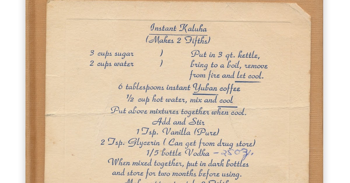 Handwritten Recipes: Instant Kahlua