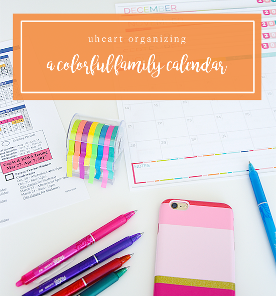 IHeart Organizing: UHeart Organizing: A Colorful Family Calendar