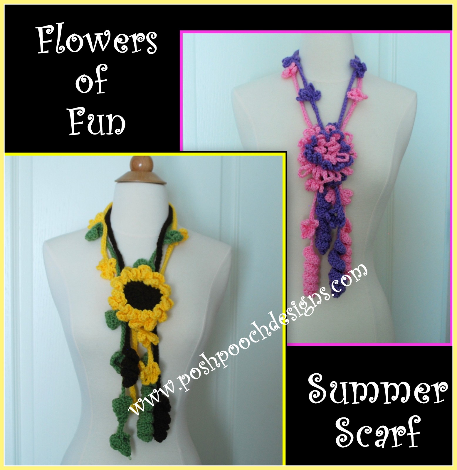 Posh Pooch Designs : Flowers Of Fun Summer Scarf Crochet Pattern | Posh ...