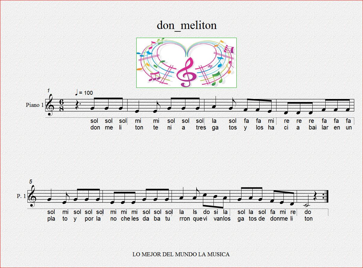 Todo sobre flauta y piano y guitarra: Don Melitón. Notas flauta ...