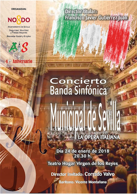 .: CONCIERTO DE OPERA . BANDA MUNICIPAL DE SEVILLA. TEATRO HOGAR VIRGEN ...