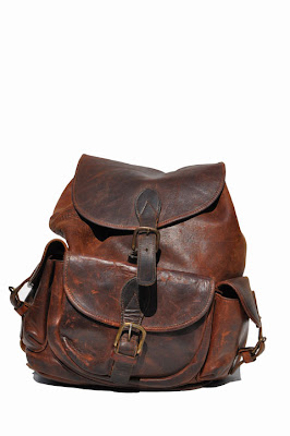 goodbye heart vintage: Large Vintage Leather Backpack. Leather Rucksack.