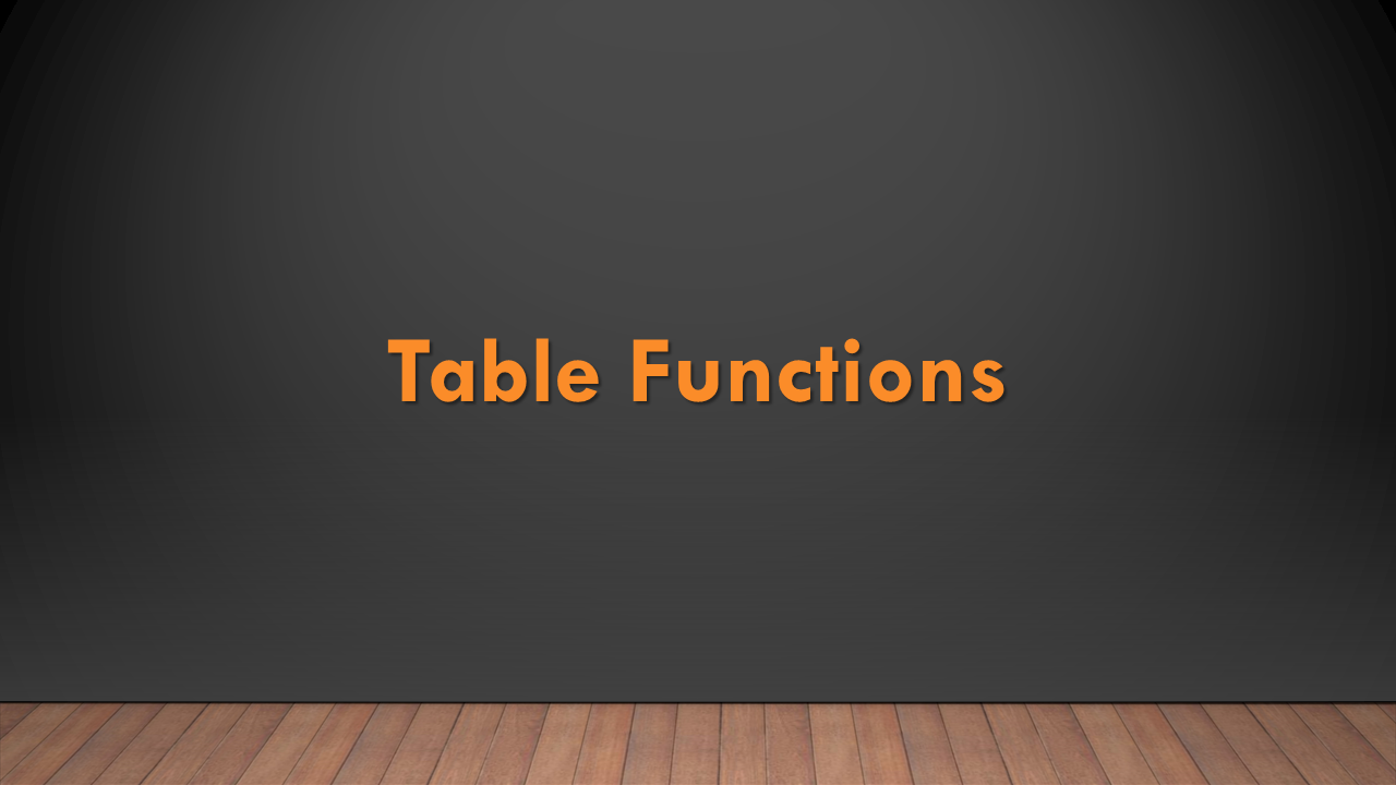 Sap Hana Table Functions Hana
