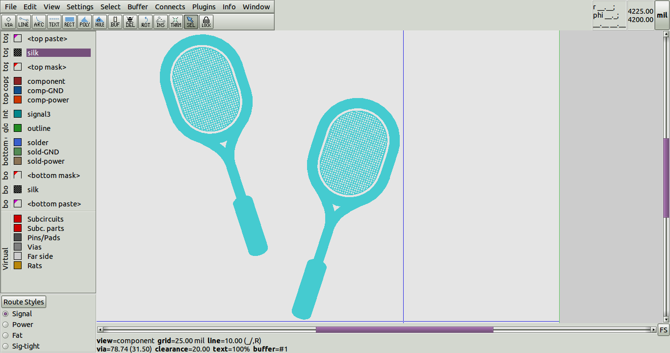 blog de VK5HSE: PolyHatch command for cross hatching polygons in pcb-rnd