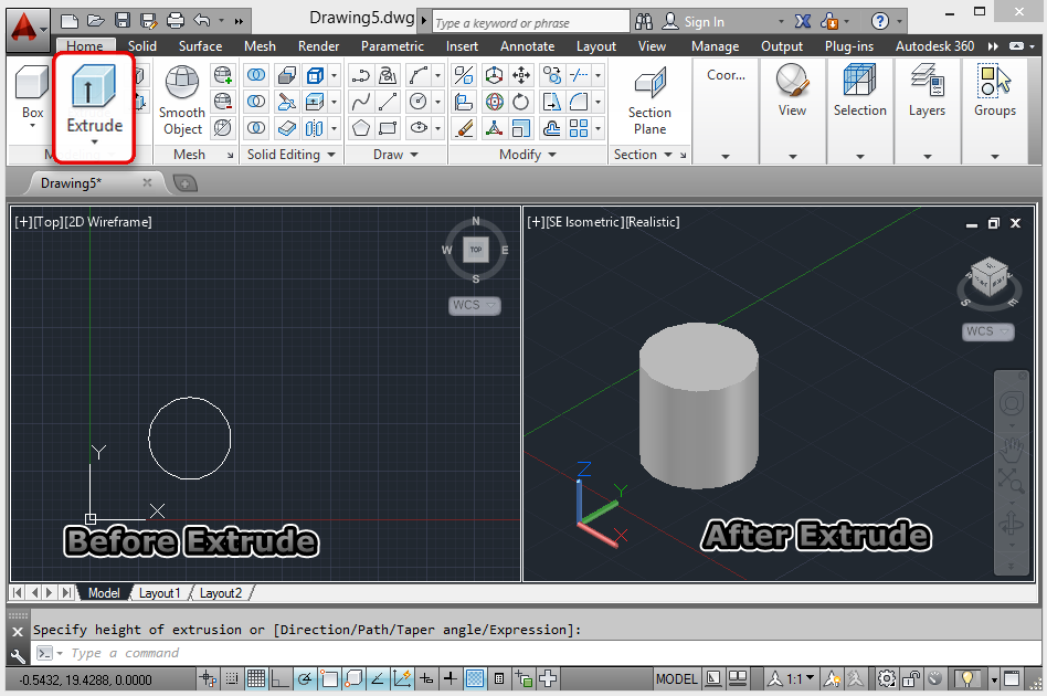 Lesson 2 > 3 > Solids & Extruding in AutoCAD ~ My AutoCAD Site : Free ...