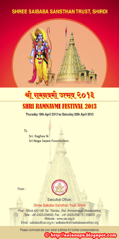 Sai Wallpaper: Invitation for Sri Rama Navami Celebrations 2013 at Sri ...