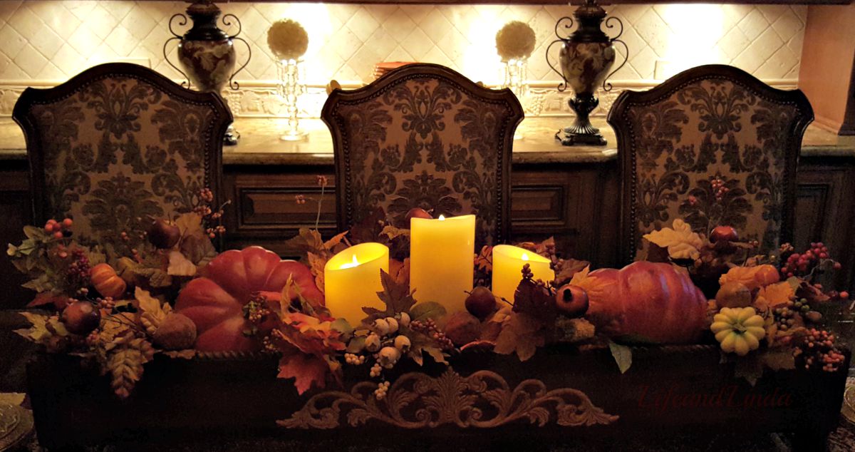 Fall Vignette in Kitchen | Life and Linda