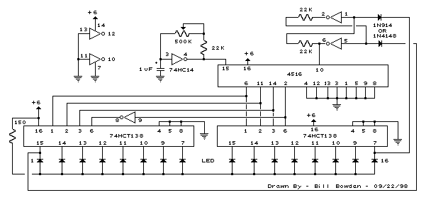 Simple 16 Stage Bi-Directional LED Sequencer Project | Circuits-Projects