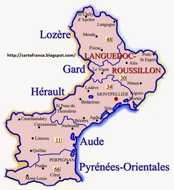 Languedoc-Roussillon Carte Departement | Carte France Département Région