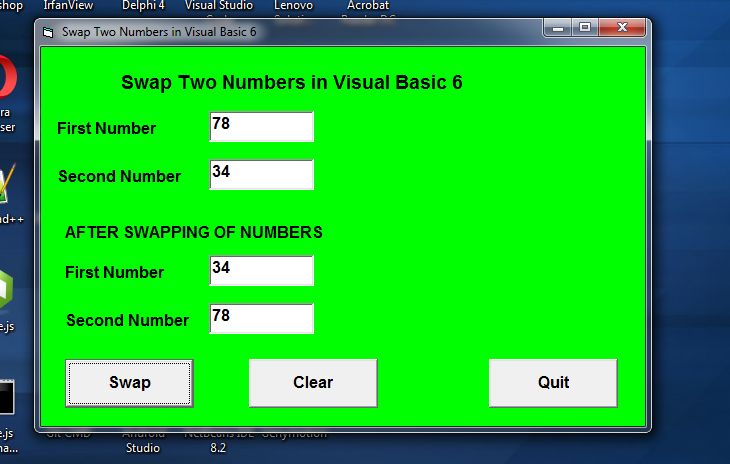 Free Programming Source Codes and Computer Programming Tutorials: Swap Two Numbers in Visual Basic 6