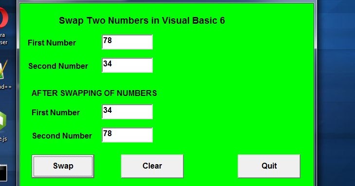Free Programming Source Codes and Computer Programming Tutorials: Swap Two Numbers in Visual Basic 6