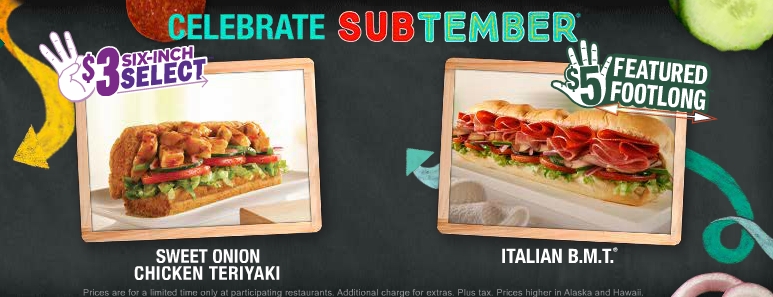 News: Subway - September 2014 Featured $5 Footlong | Brand Eating