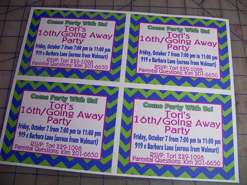 Blue and Green Chevron Birthday Invitation