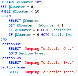 GOTO Statements |SQL Genius - Personal Development of a Junior