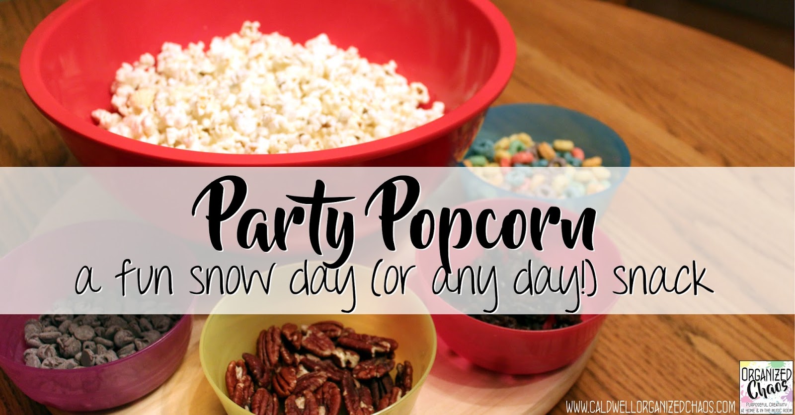 Party Popcorn: a fun snow day (or any day!) snack | Organized Chaos