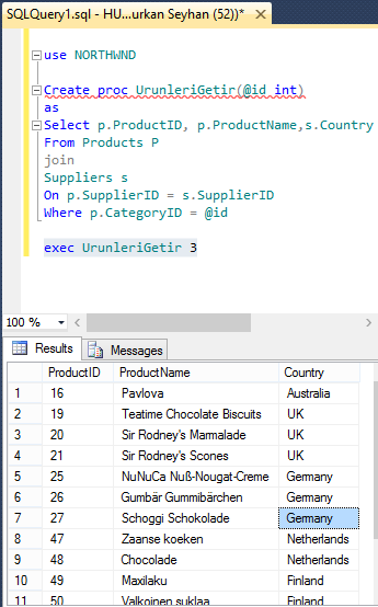 Entity Framework Entity Framework Ile Stored Procedure