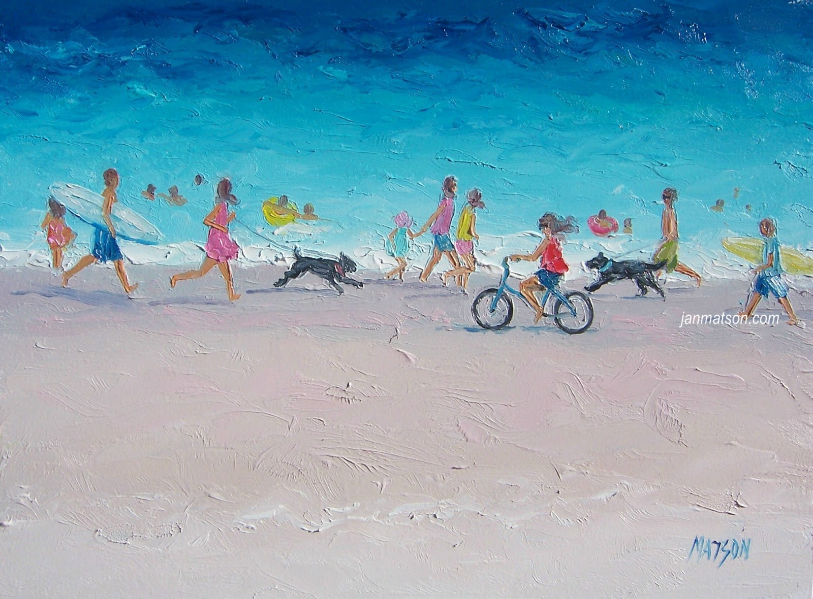 Jan Matson Art: Beach Painting, Busy Beach SOLD
