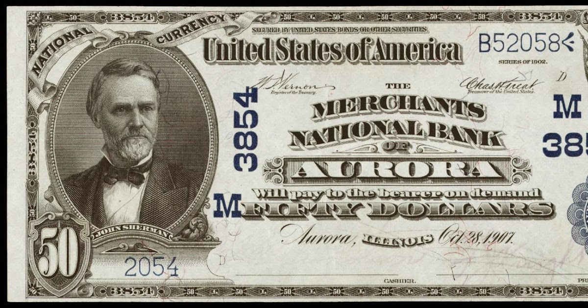 National Bank Notes 1902 50 Dollar 3854 The Merchants National Bank of ...