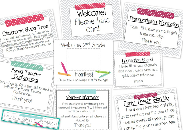 Plain and Simple Primary: Open House (and Back to School Night)