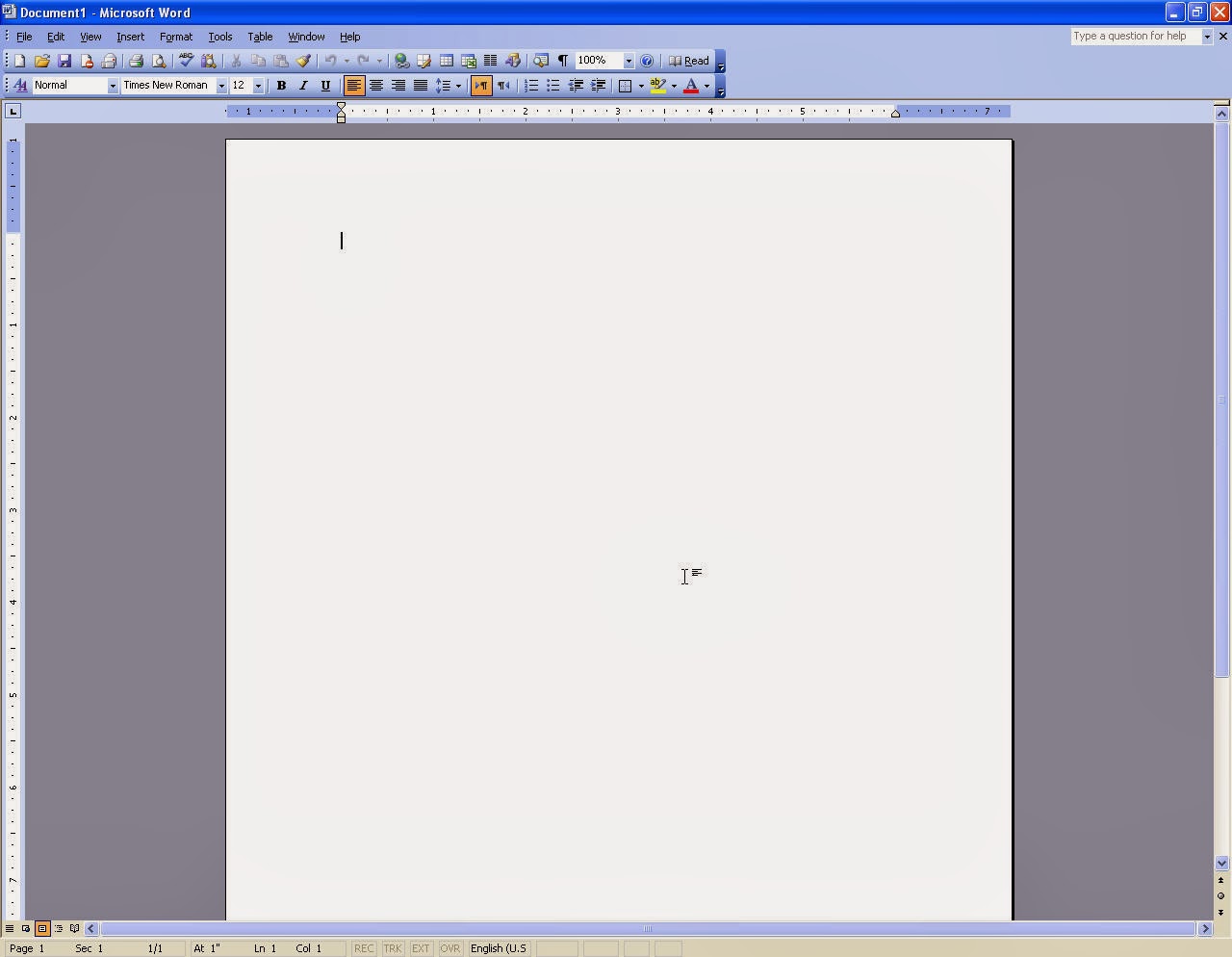 Microsoft Office 2003: About MS Word Window 1