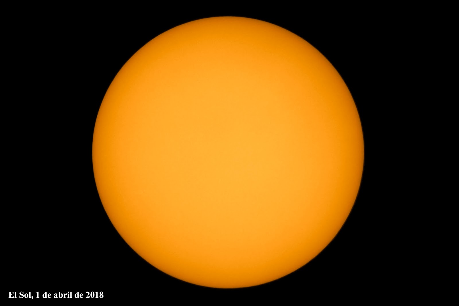 Fotos astronómicas: El Sol, 1 de abril de 2018 (revisión)