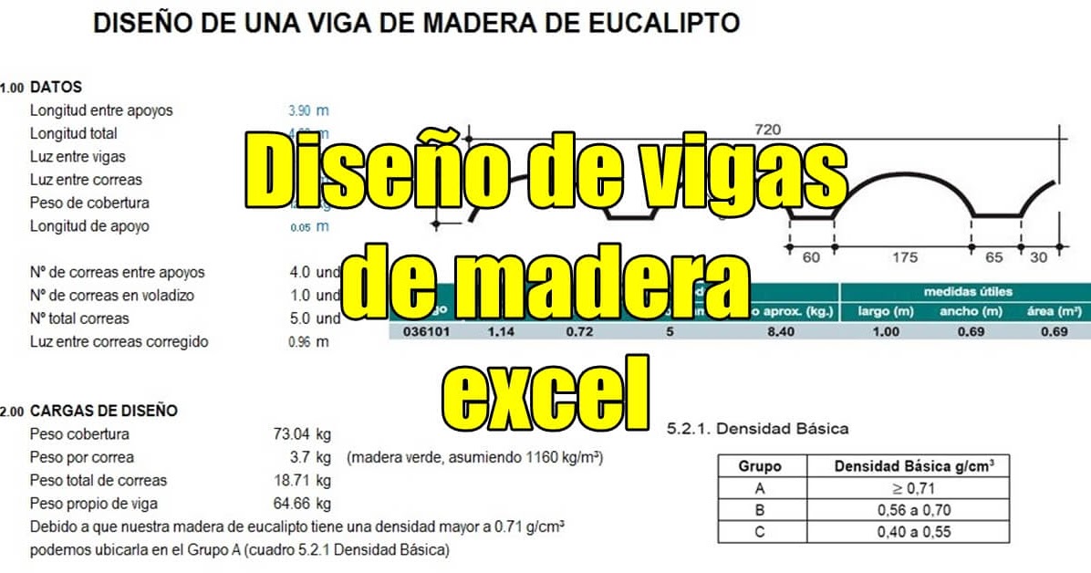 Diseño de vigas de madera en excel. - REQUISITOS Y MAS INFO. AQUÍ 👉