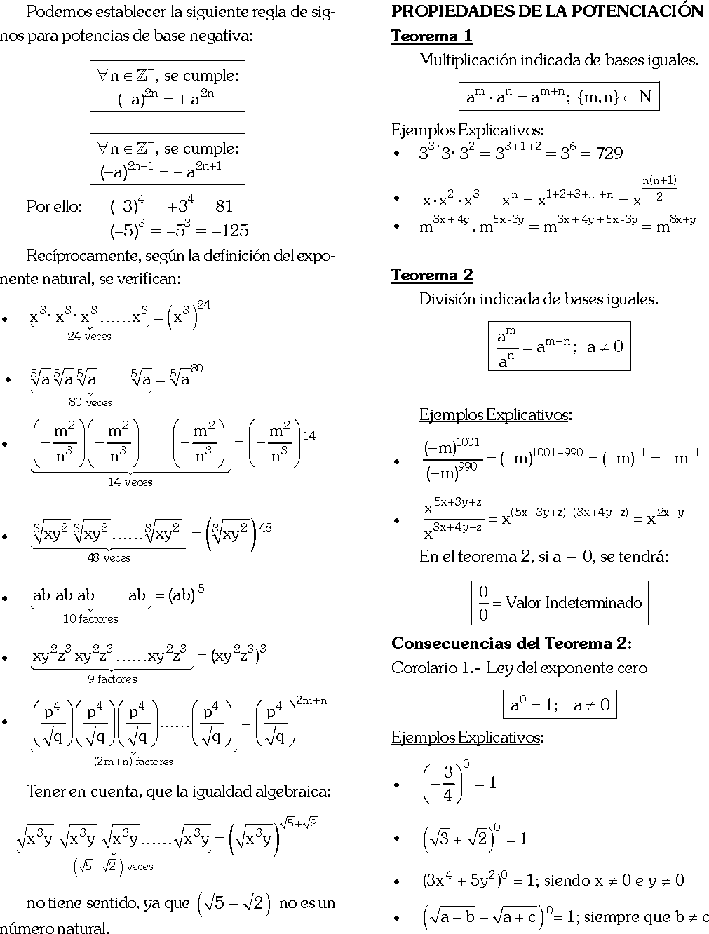 TEORIA DE EXPONENTES EJERCICIOS RESUELTOS PDF