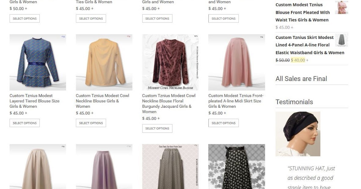 Custom Build your Modest Tznius Clothing
