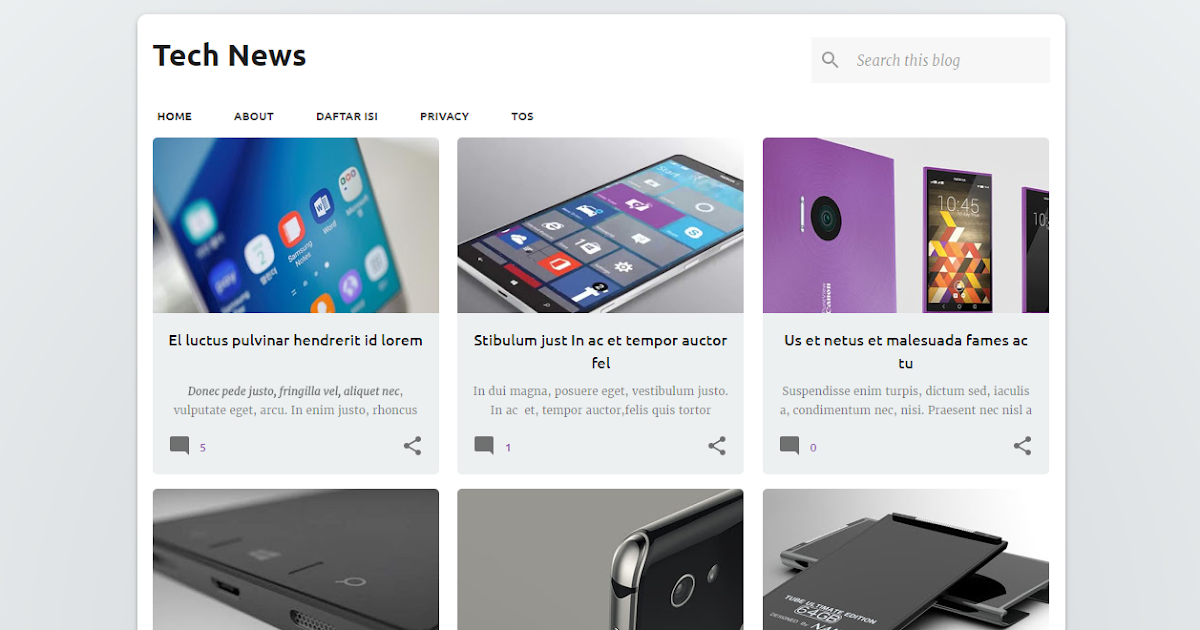 Tech News Blogger Template Grid Style