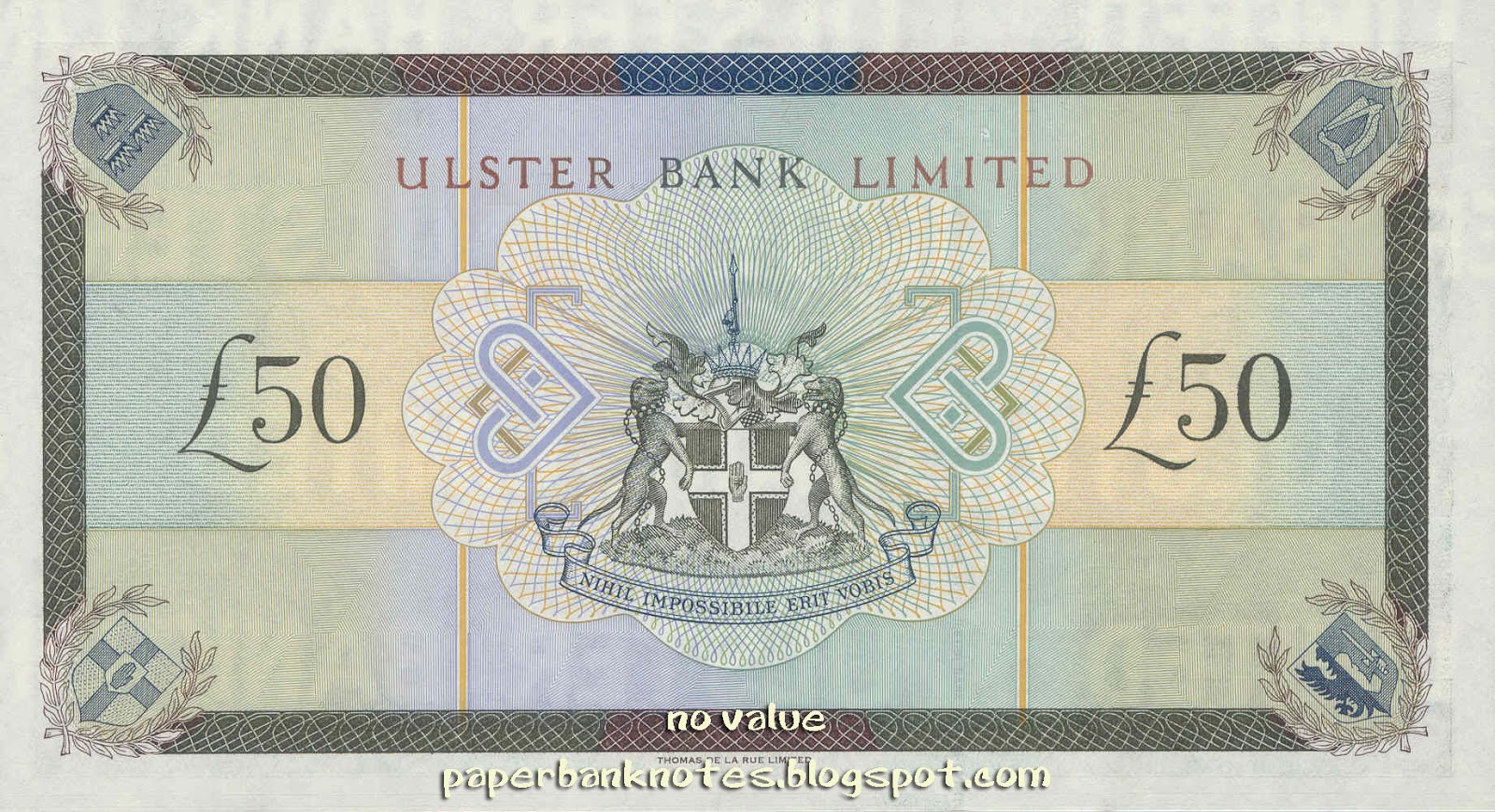 europe: Northern Ireland, Ulster Bank Limited - 1997 Print £50