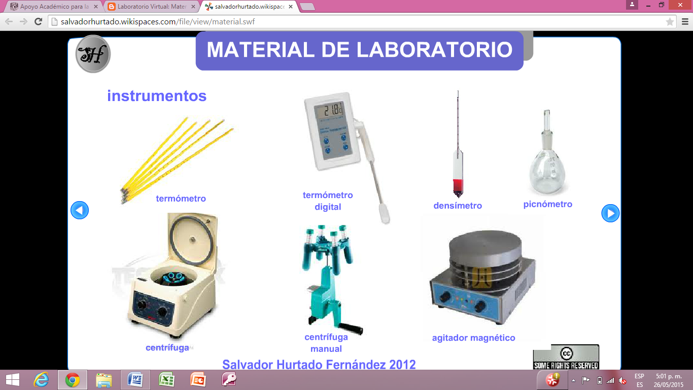 QUIMICA: IMPLEMENTOS DE LABORATORIO