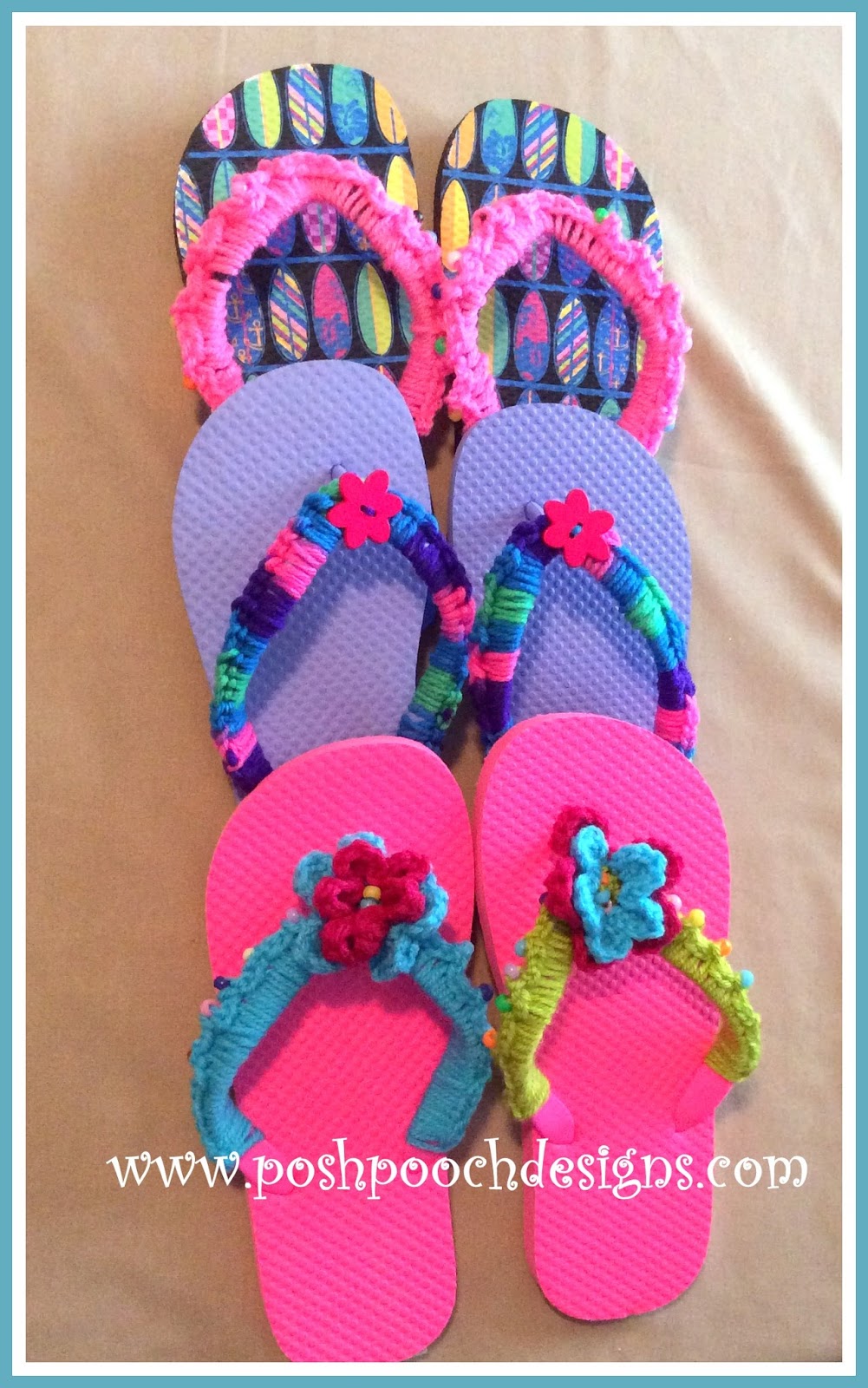 Posh Pooch Designs : Flower Embellished Flip Flops