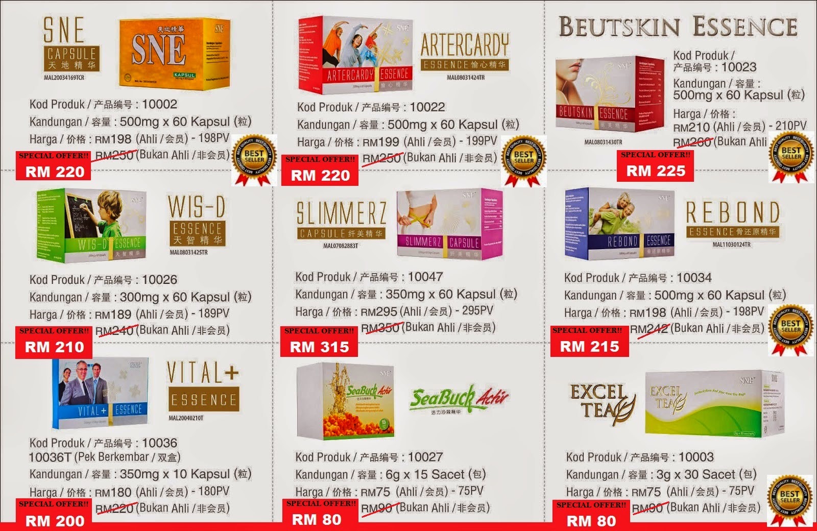 .:A walk with Me:.: SNE Products Updated Price List