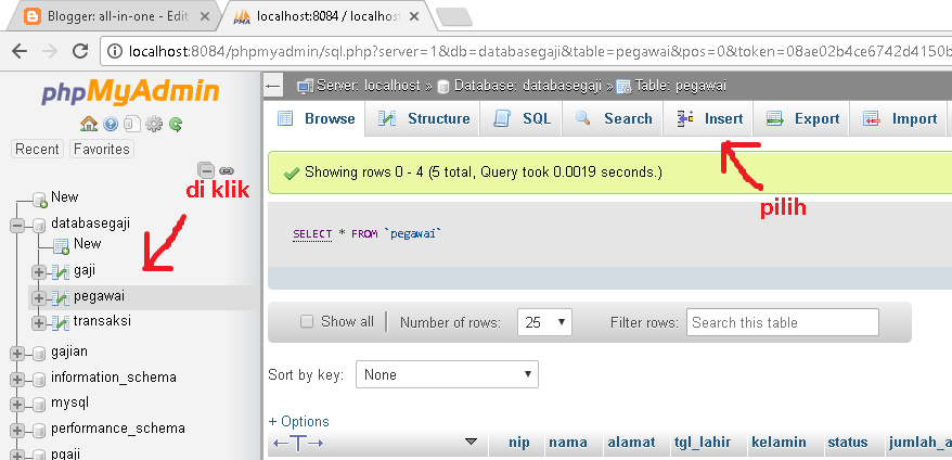 Cara Membuat Tabel di Phpmyadmin dan Mengisinya