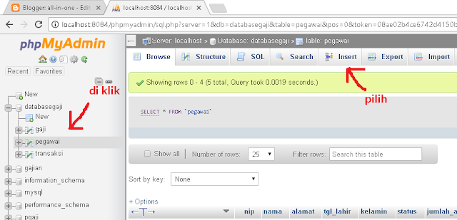 Cara Membuat Tabel di Phpmyadmin dan Mengisinya