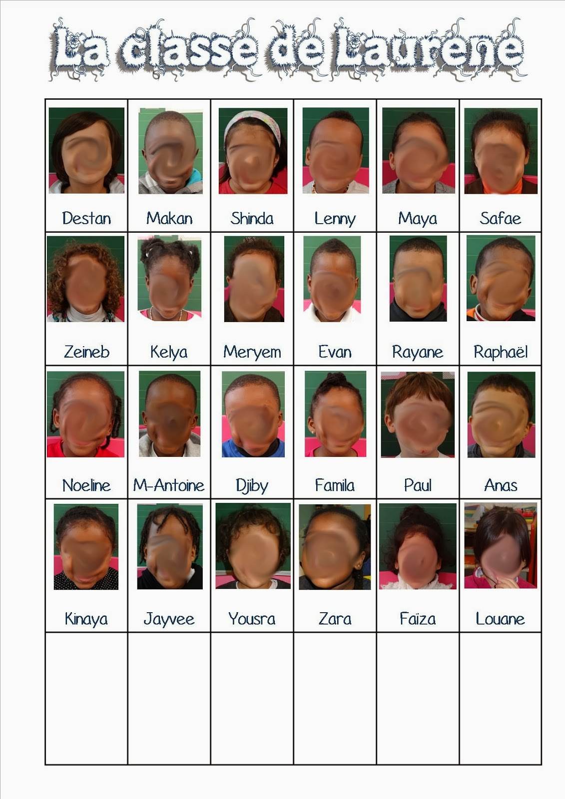 La maternelle de Laurène: Matrice trombinoscope de classe