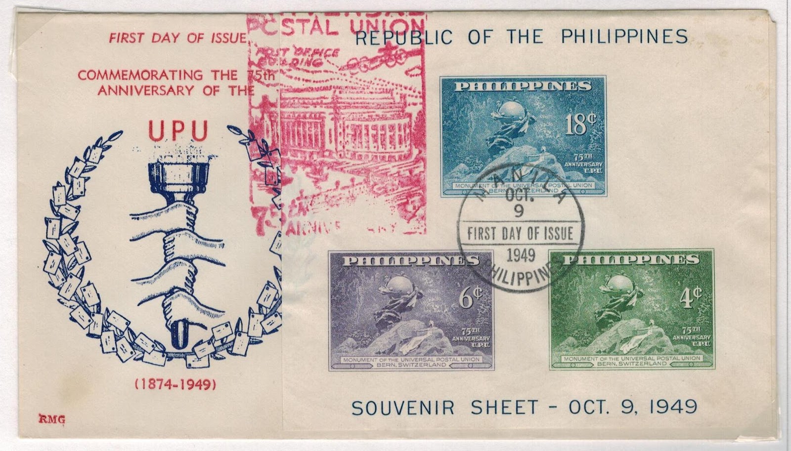 Philippine Republic Stamps : 1949 Universal Postal Union 75th Anniversary