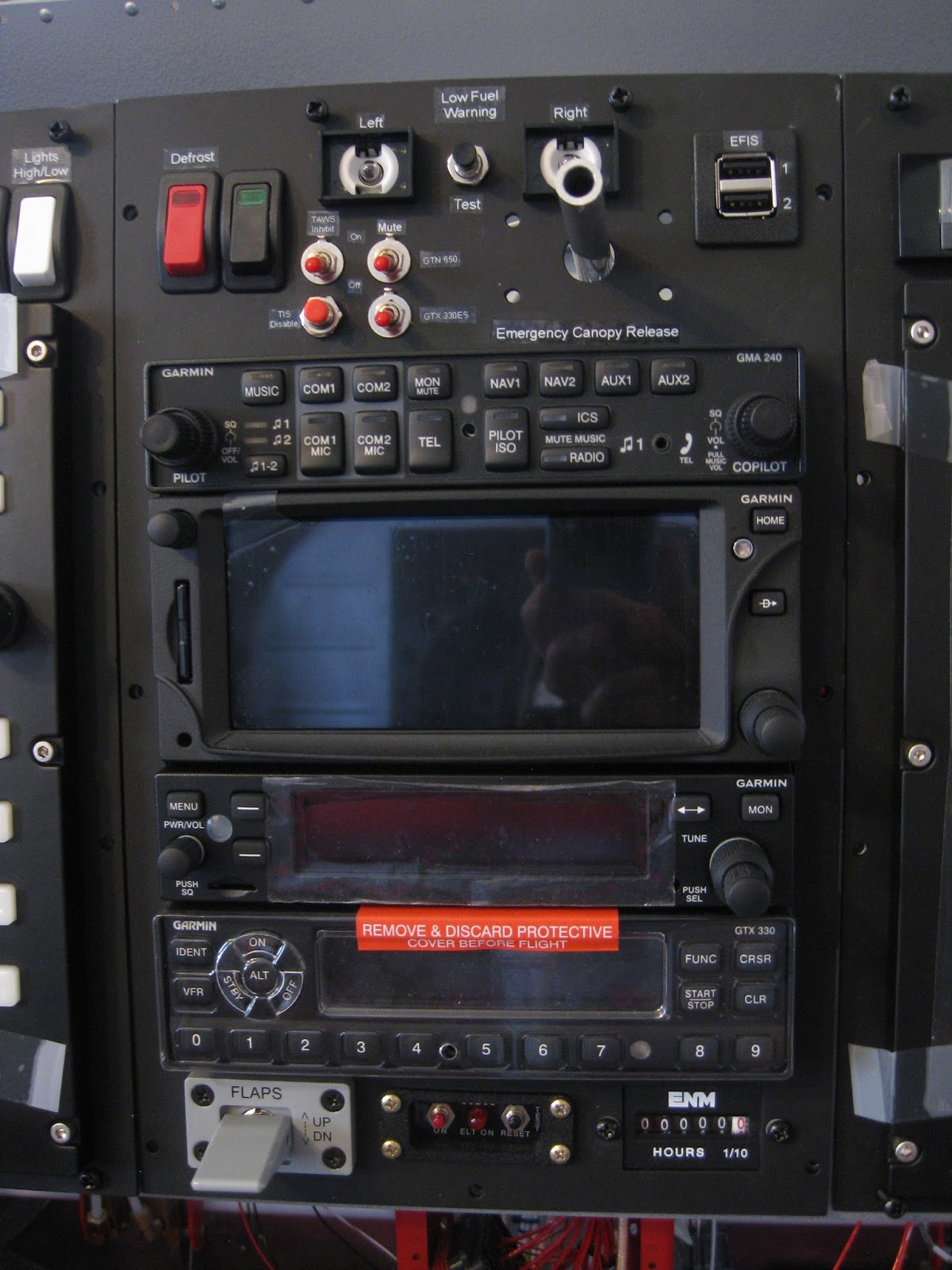 E's Van's RV-14A: Avionics/Panel: Panel assembly test fit.