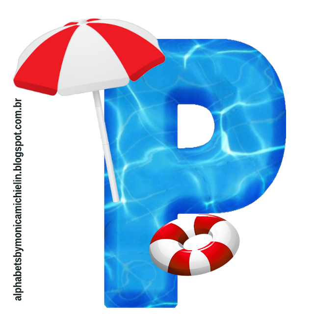 M. Michielin Alphabets: PISCINA COM GUARDA-SOL E BÓIA ALFABETO, POOL ...