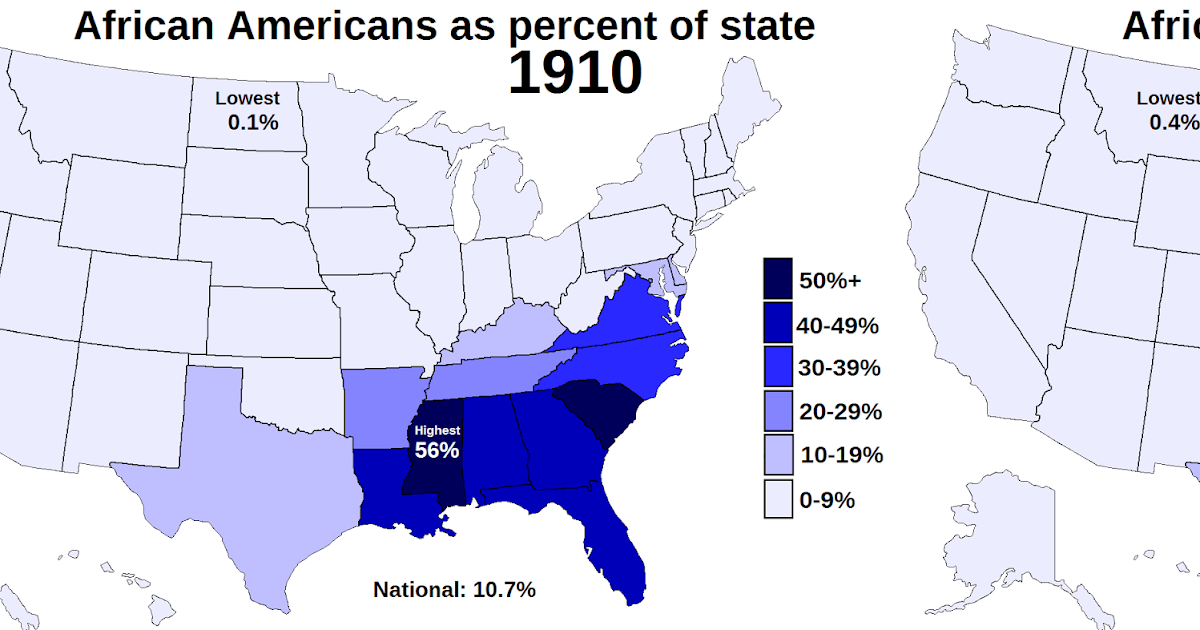 African Americans by U.S. state over 100 years - Vivid Maps