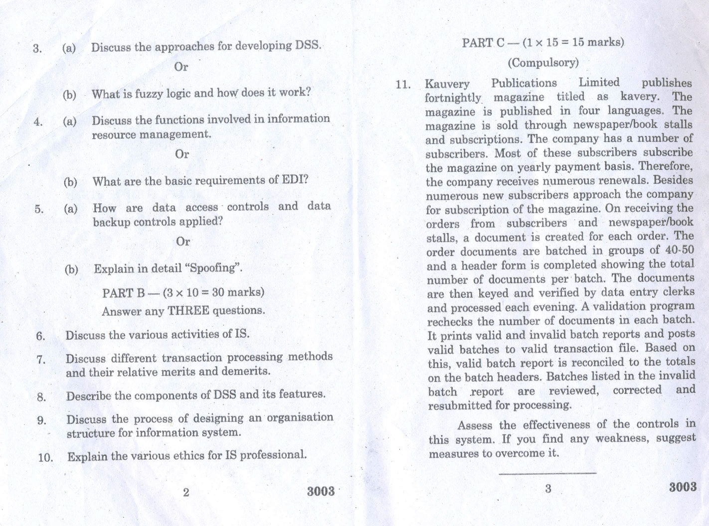 Learning Management: MIS Bharathiar University Question Paper ...