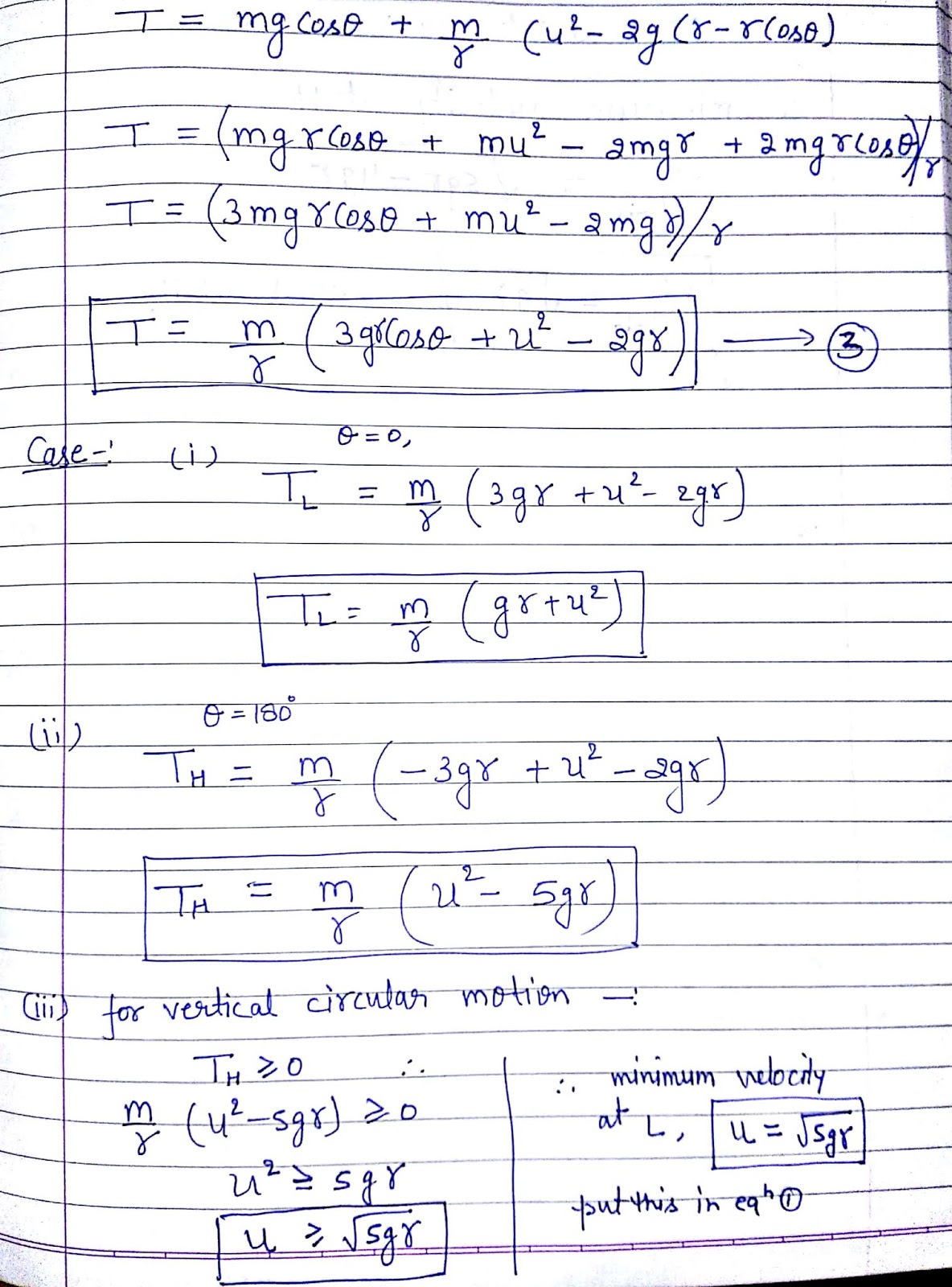 motion in a vertical circle