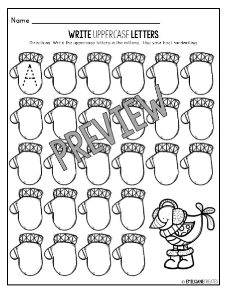 Emily Jane Creates: JANUARY NO PREP KINDERGARTEN PACKET-OVER 100 PAGES!