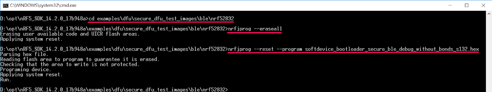 測試範例 Ble Secure Dfu Bootloadernrf52832 Pca10040 S132 Dk開發板